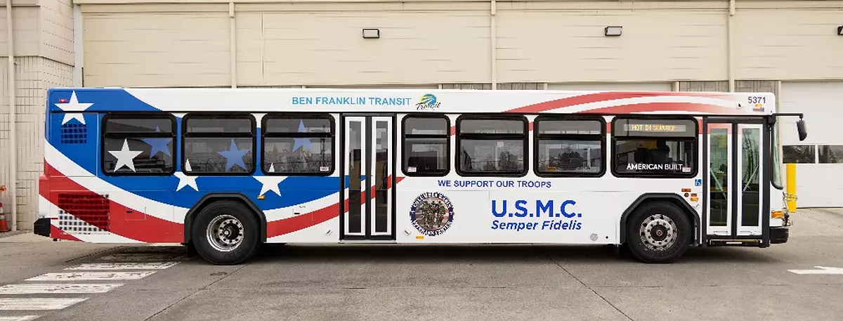 Ben Franklin Transit rolls out military appreciation buses | Tri-Cities ...